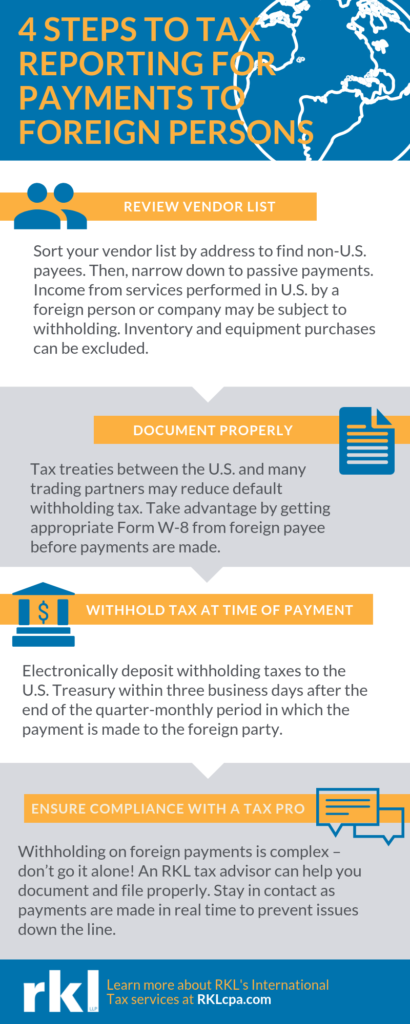 Tax Reporting for Payments to Foreign Persons | RKL LLP